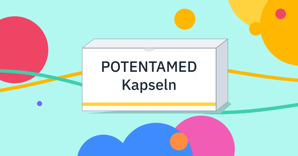 Symbolbild: Packung mit der Aufschrift POTENTAMED Kapseln (PZN 14217223) – Verfügbarkeit und Bezug in Apotheken in Frankfurt am Main