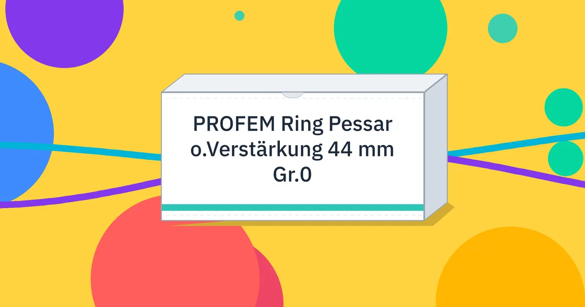 Symbolbild: Packung mit der Aufschrift PROFEM Ring Pessar o.Verstärkung 44 mm Gr.0 (PZN 11672286) – Verfügbarkeit und Bezug in Apotheken in Frankfurt am Main