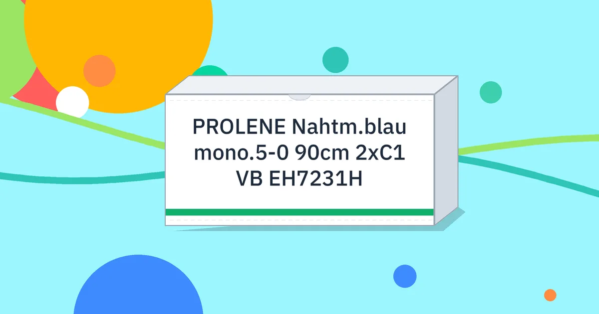 Symbolbild: Packung mit der Aufschrift PROLENE Nahtm.blau mono.5-0 90cm 2xC1 VB EH7231H (PZN 20900071) – Verfügbarkeit und Bezug in Apotheken in Frankfurt am Main