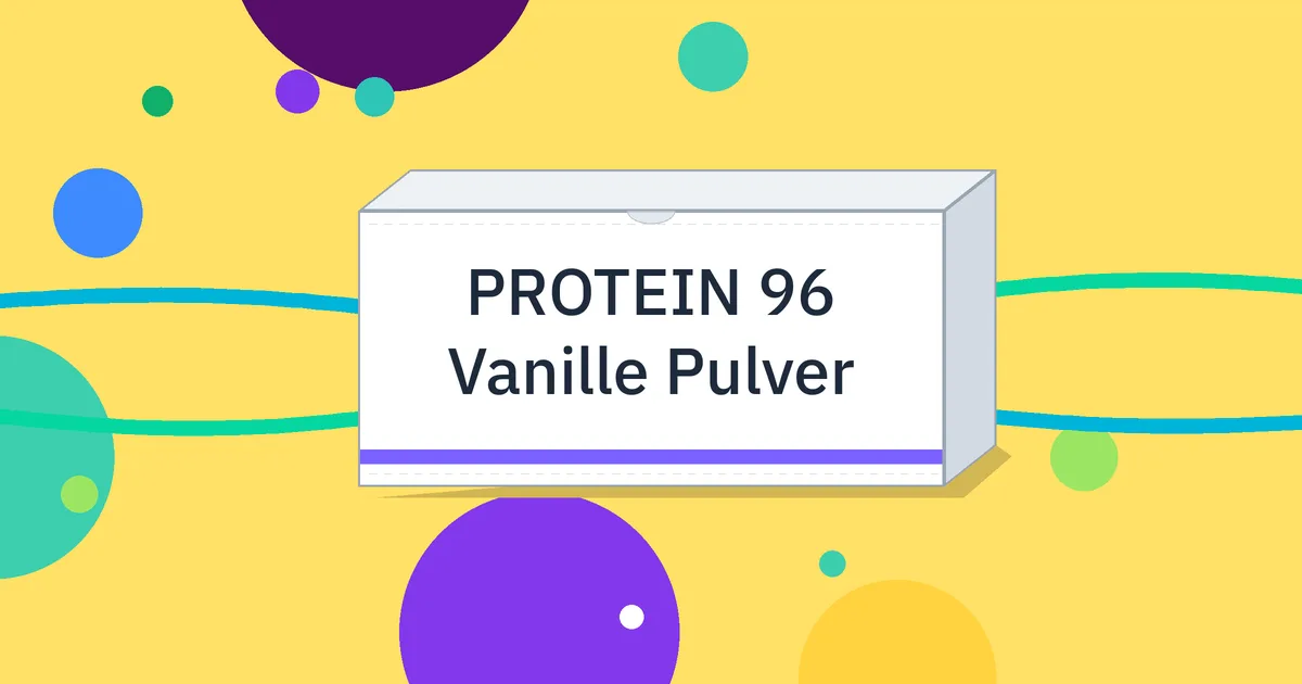 Symbolbild: Packung mit der Aufschrift PROTEIN 96 Vanille Pulver (PZN 10534033) – Verfügbarkeit und Bezug in Apotheken in Frankfurt am Main