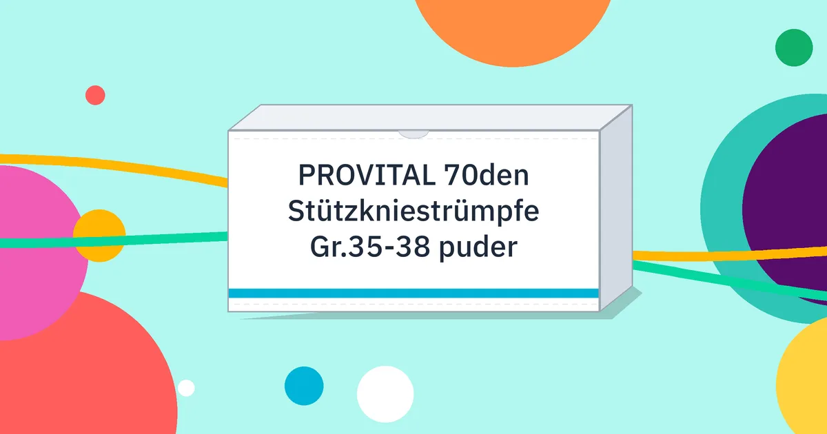 Symbolbild: Packung mit der Aufschrift PROVITAL 70den Stützkniestrümpfe Gr.35-38 puder (PZN 09519755) – Verfügbarkeit und Bezug in Apotheken in Frankfurt am Main