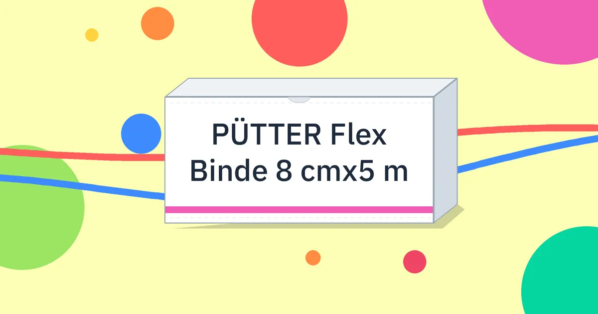 Symbolbild: Packung mit der Aufschrift PÜTTER Flex Binde 8 cmx5 m (PZN 18716667) – Verfügbarkeit und Bezug in Apotheken in Frankfurt am Main