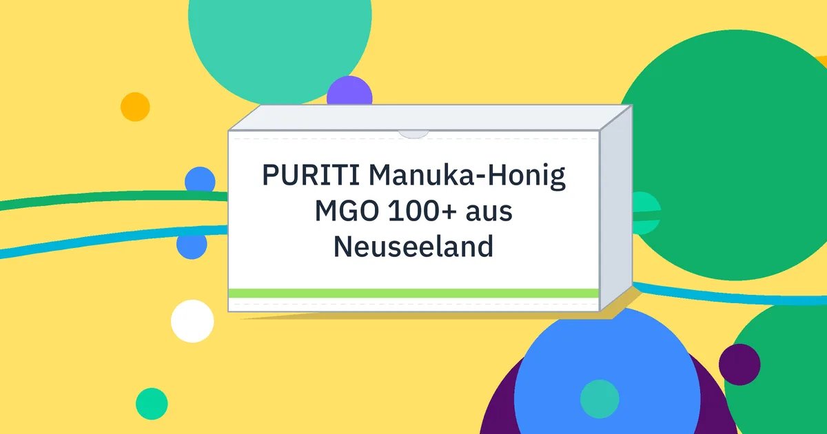 Symbolbild: Packung mit der Aufschrift PURITI Manuka-Honig MGO 100+ aus Neuseeland (PZN 15891683) – Verfügbarkeit und Bezug in Apotheken in Frankfurt am Main