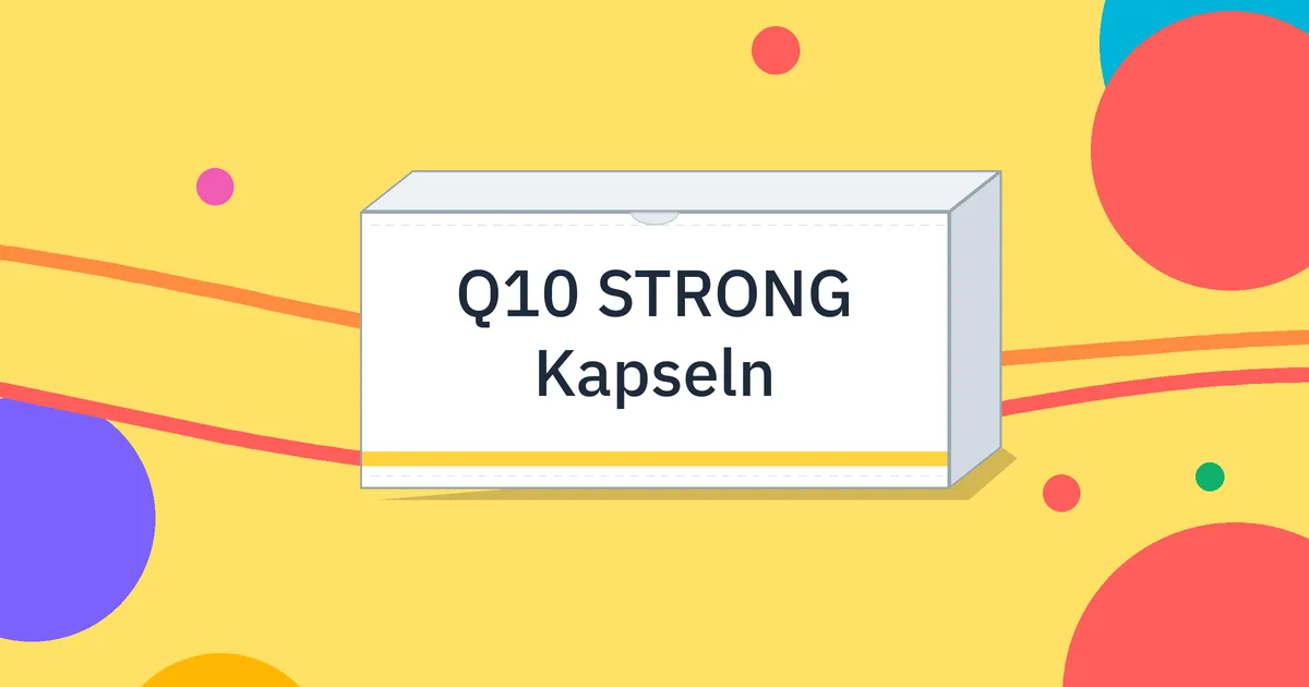 Symbolbild: Packung mit der Aufschrift Q10 STRONG Kapseln (PZN 18121974) – Verfügbarkeit und Bezug in Apotheken in Frankfurt am Main