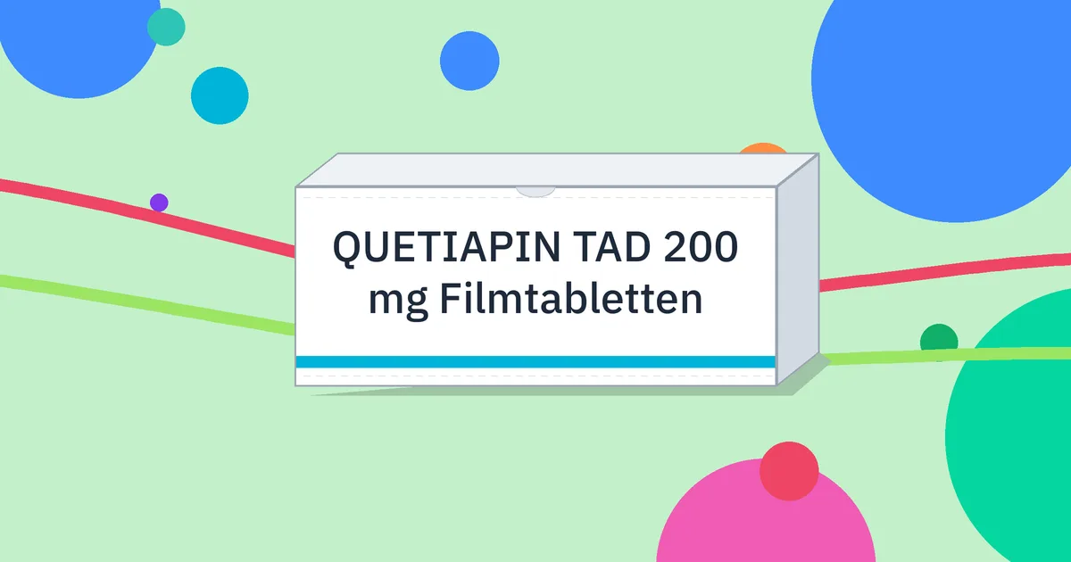 Symbolbild: Packung mit der Aufschrift QUETIAPIN TAD 200 mg Filmtabletten (PZN 13815956) – Verfügbarkeit und Bezug in Apotheken in Frankfurt am Main