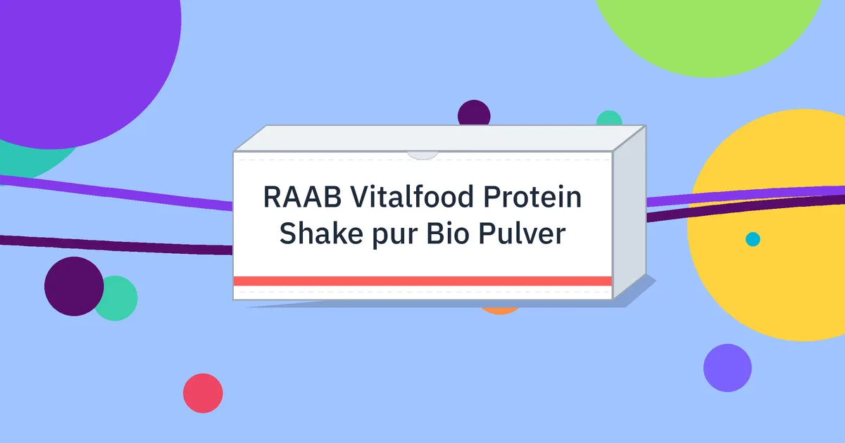 Symbolbild: Packung mit der Aufschrift RAAB Vitalfood Protein Shake pur Bio Pulver (PZN 19305498) – Verfügbarkeit und Bezug in Apotheken in Frankfurt am Main