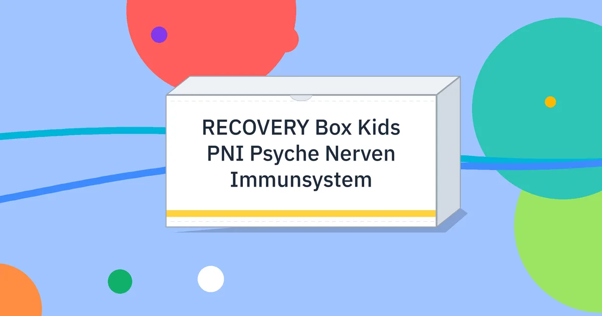 Symbolbild: Packung mit der Aufschrift RECOVERY Box Kids PNI Psyche Nerven Immunsystem (PZN 19074538) – Verfügbarkeit und Bezug in Apotheken in Frankfurt am Main