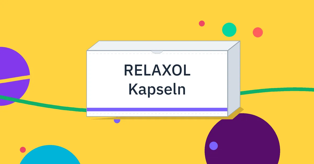 Symbolbild: Packung mit der Aufschrift RELAXOL Kapseln (PZN 18082984) – Verfügbarkeit und Bezug in Apotheken in Frankfurt am Main