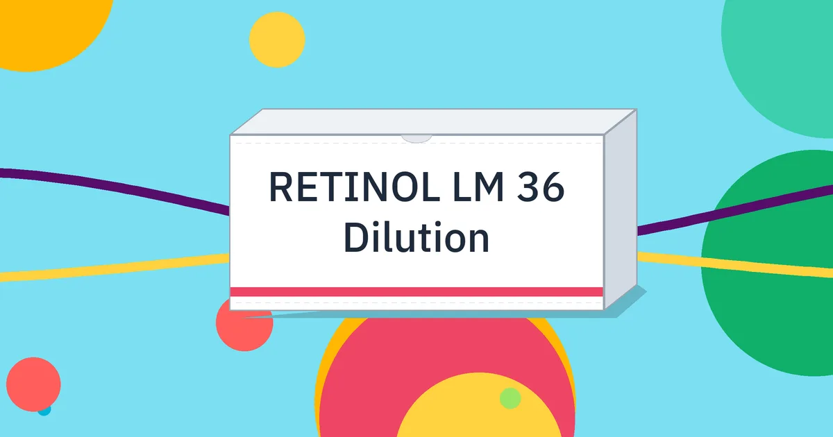 Symbolbild: Packung mit der Aufschrift RETINOL LM 36 Dilution (PZN 13047813) – Verfügbarkeit und Bezug in Apotheken in Frankfurt am Main