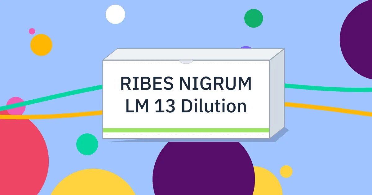 Symbolbild: Packung mit der Aufschrift RIBES NIGRUM LM 13 Dilution (PZN 13678815) – Verfügbarkeit und Bezug in Apotheken in Frankfurt am Main