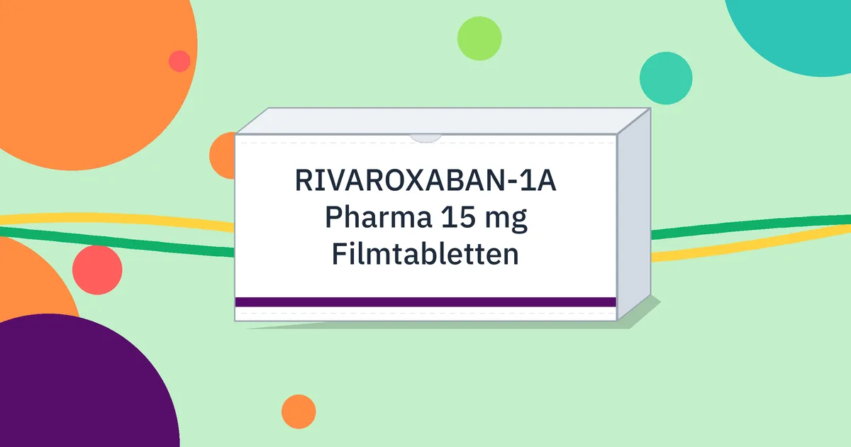 Symbolbild: Packung mit der Aufschrift RIVAROXABAN-1A Pharma 15 mg Filmtabletten (PZN 18712646) – Verfügbarkeit und Bezug in Apotheken in Frankfurt am Main