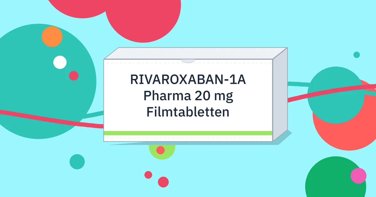 Symbolbild: Packung mit der Aufschrift RIVAROXABAN-1A Pharma 20 mg Filmtabletten (PZN 18712758) – Verfügbarkeit und Bezug in Apotheken in Frankfurt am Main