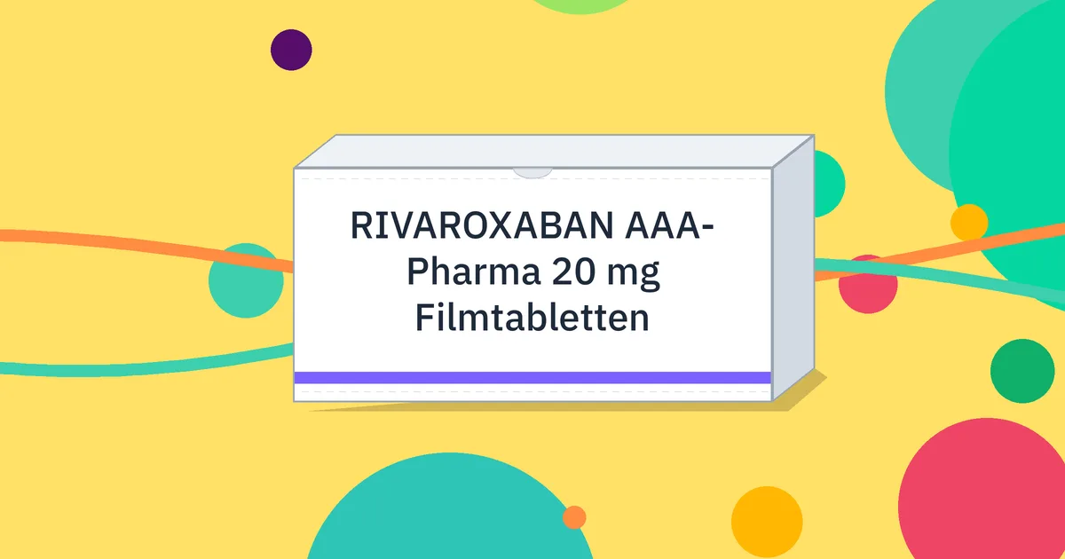 Symbolbild: Packung mit der Aufschrift RIVAROXABAN AAA-Pharma 20 mg Filmtabletten (PZN 19460371) – Verfügbarkeit und Bezug in Apotheken in Frankfurt am Main