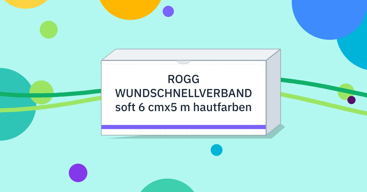 Symbolbild: Packung mit der Aufschrift ROGG WUNDSCHNELLVERBAND soft 6 cmx5 m hautfarben (PZN 08408887) – Verfügbarkeit und Bezug in Apotheken in Frankfurt am Main