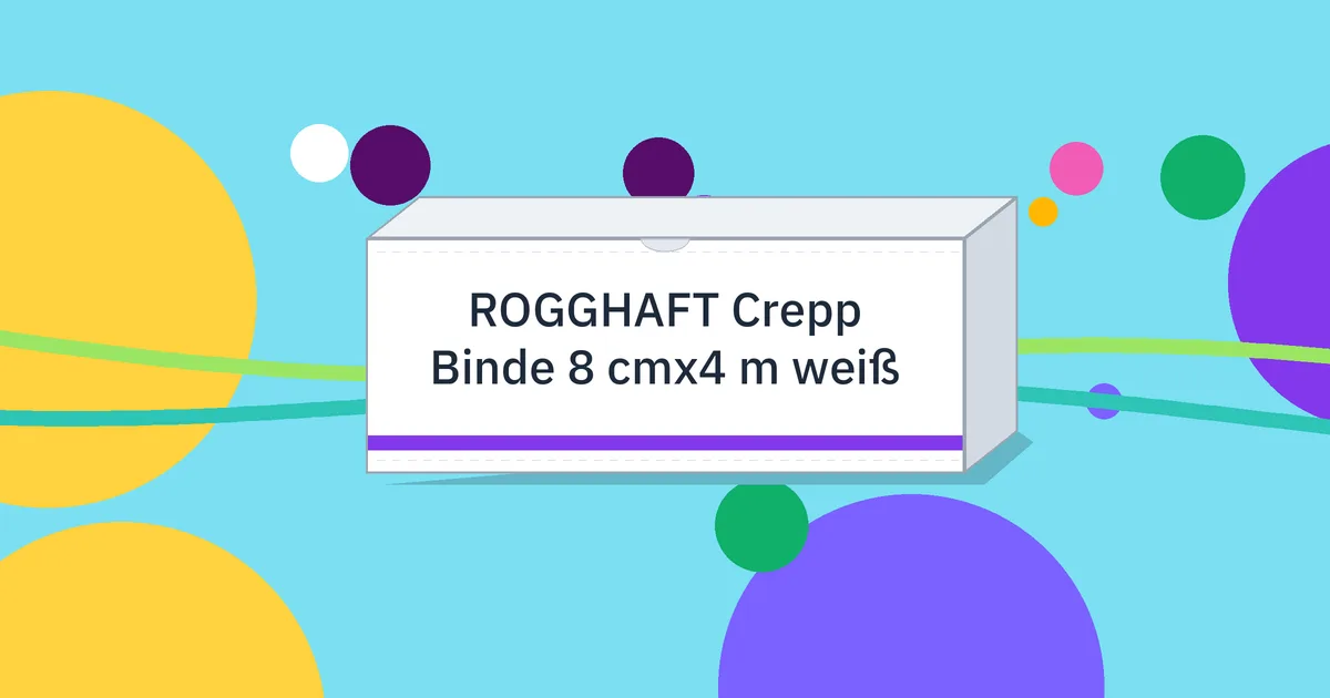 Symbolbild: Packung mit der Aufschrift ROGGHAFT Crepp Binde 8 cmx4 m weiß (PZN 00327563) – Verfügbarkeit und Bezug in Apotheken in Frankfurt am Main