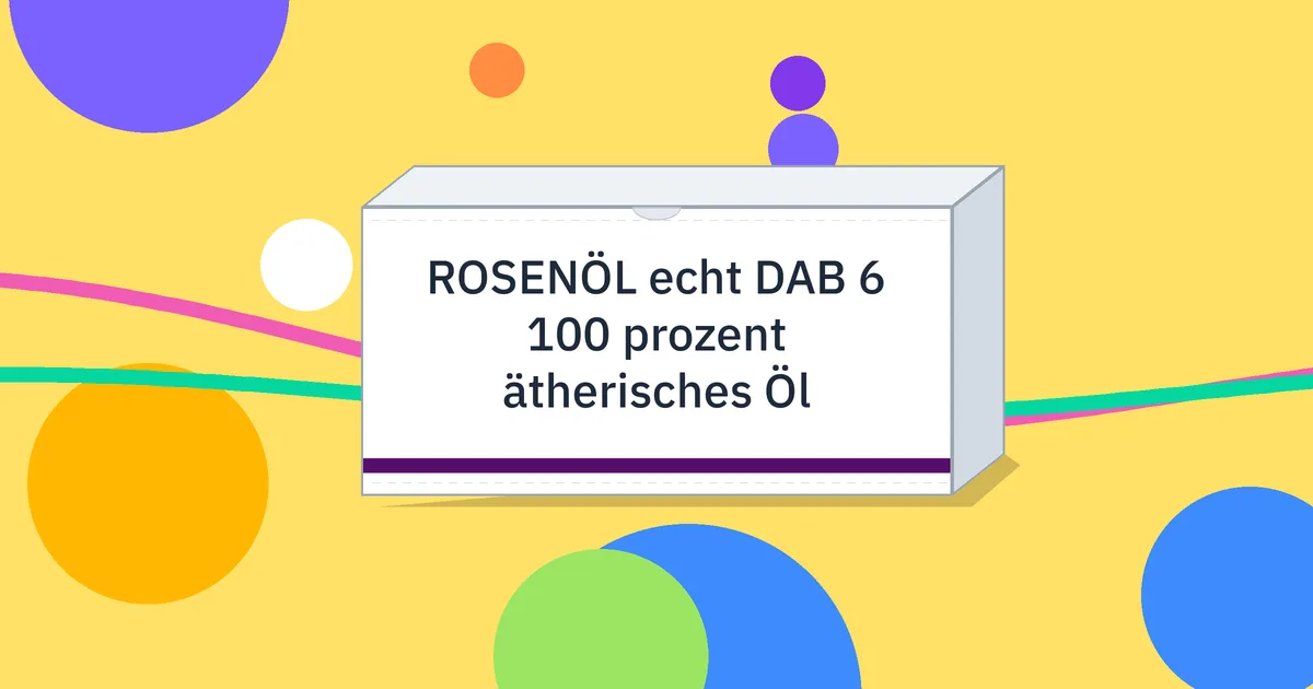 Symbolbild: Packung mit der Aufschrift ROSENÖL echt DAB 6 100 prozent ätherisches Öl (PZN 07204935) – Verfügbarkeit und Bezug in Apotheken in Frankfurt am Main