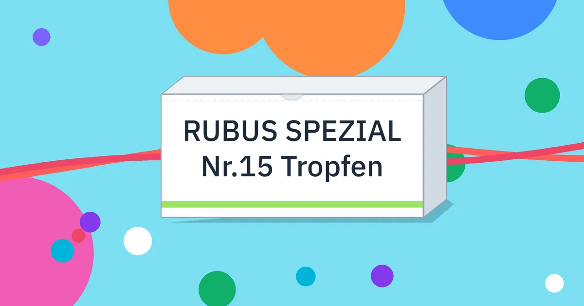Symbolbild: Packung mit der Aufschrift RUBUS SPEZIAL Nr.15 Tropfen (PZN 02405600) – Verfügbarkeit und Bezug in Apotheken in Frankfurt am Main