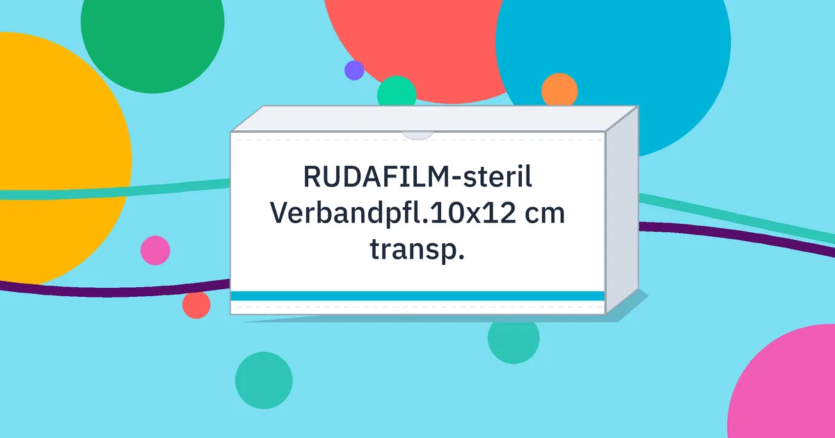 Symbolbild: Packung mit der Aufschrift RUDAFILM-steril Verbandpfl.10x12 cm transp. (PZN 15879506) – Verfügbarkeit und Bezug in Apotheken in Frankfurt am Main
