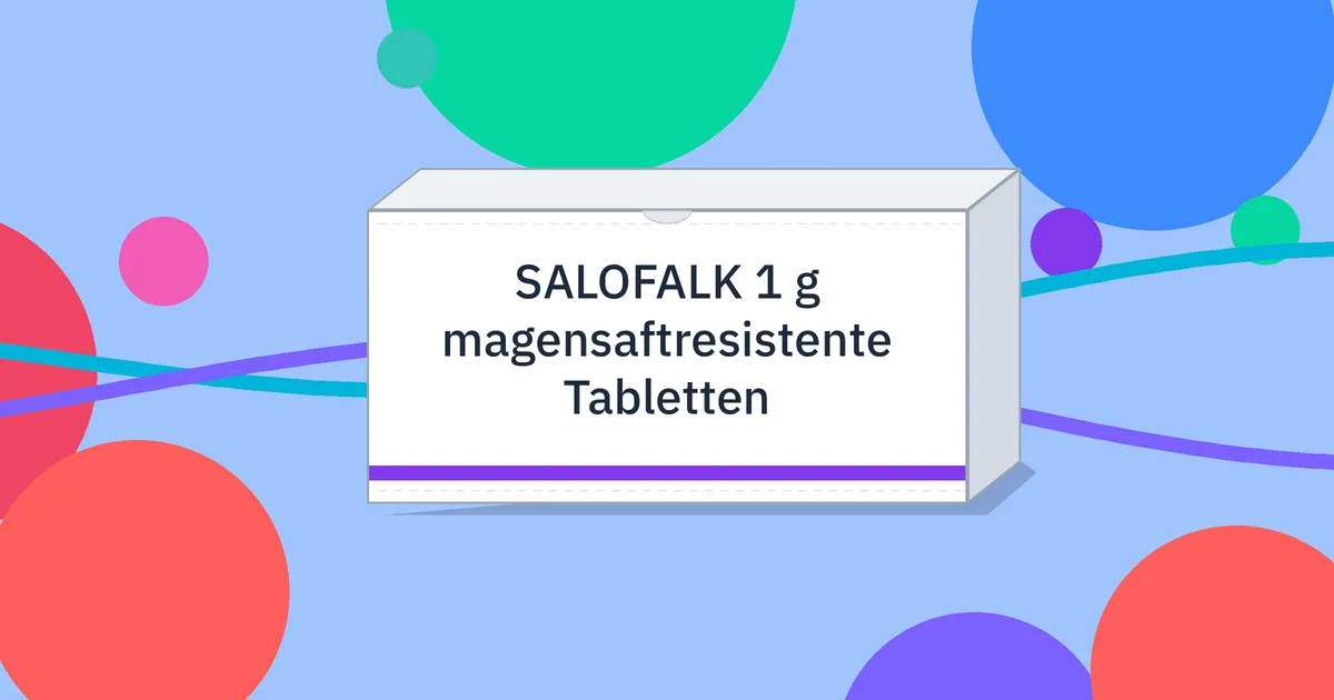 Symbolbild: Packung mit der Aufschrift SALOFALK 1 g magensaftresistente Tabletten (PZN 13420353) – Verfügbarkeit und Bezug in Apotheken in Frankfurt am Main