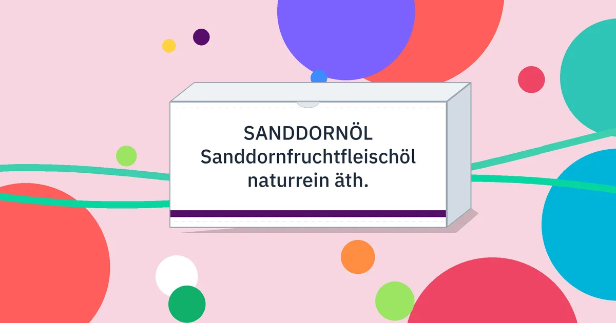 Symbolbild: Packung mit der Aufschrift SANDDORNÖL Sanddornfruchtfleischöl naturrein äth. (PZN 18848848) – Verfügbarkeit und Bezug in Apotheken in Frankfurt am Main