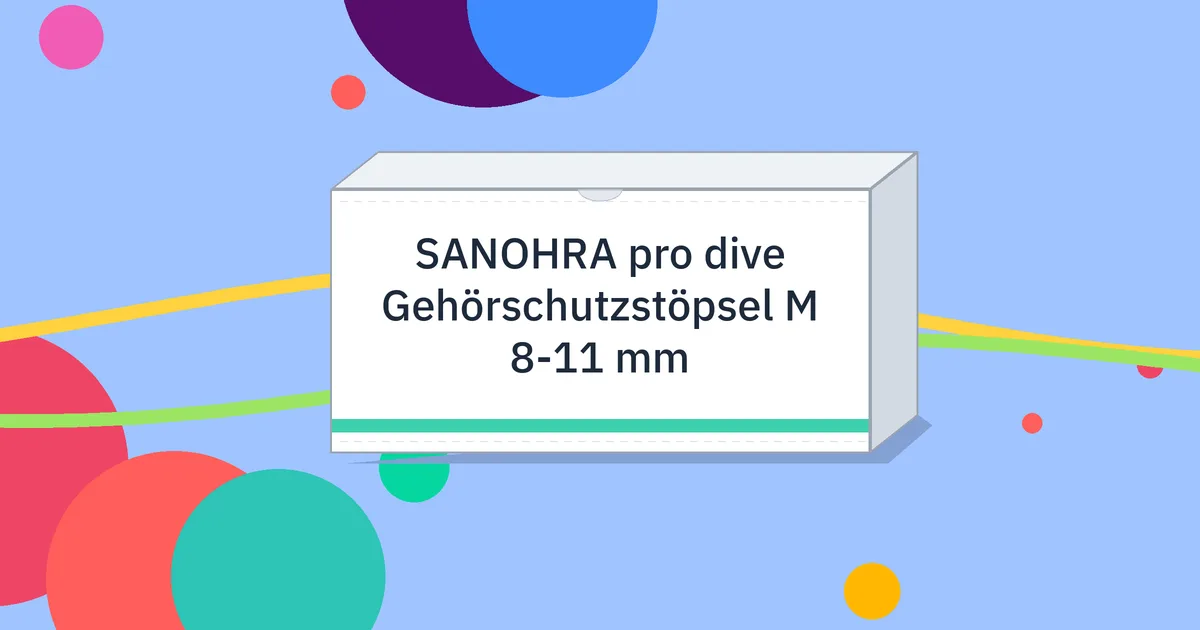 Symbolbild: Packung mit der Aufschrift SANOHRA pro dive Gehörschutzstöpsel M 8-11 mm (PZN 19630525) – Verfügbarkeit und Bezug in Apotheken in Frankfurt am Main