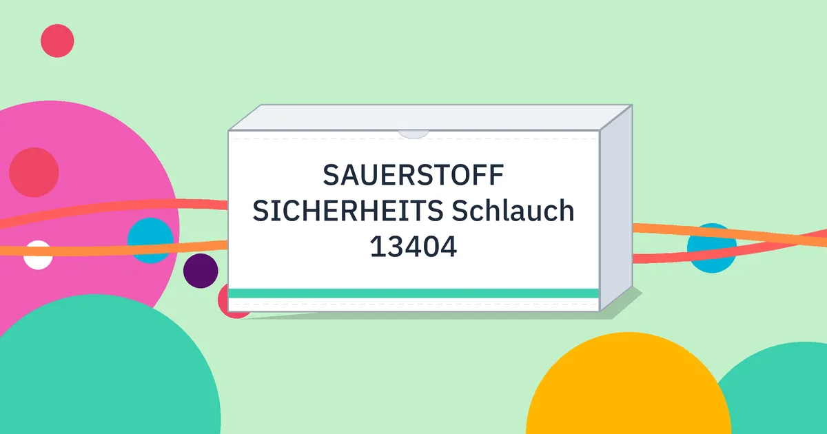 Symbolbild: Packung mit der Aufschrift SAUERSTOFF SICHERHEITS Schlauch 13404 (PZN 00540506) – Verfügbarkeit und Bezug in Apotheken in Frankfurt am Main