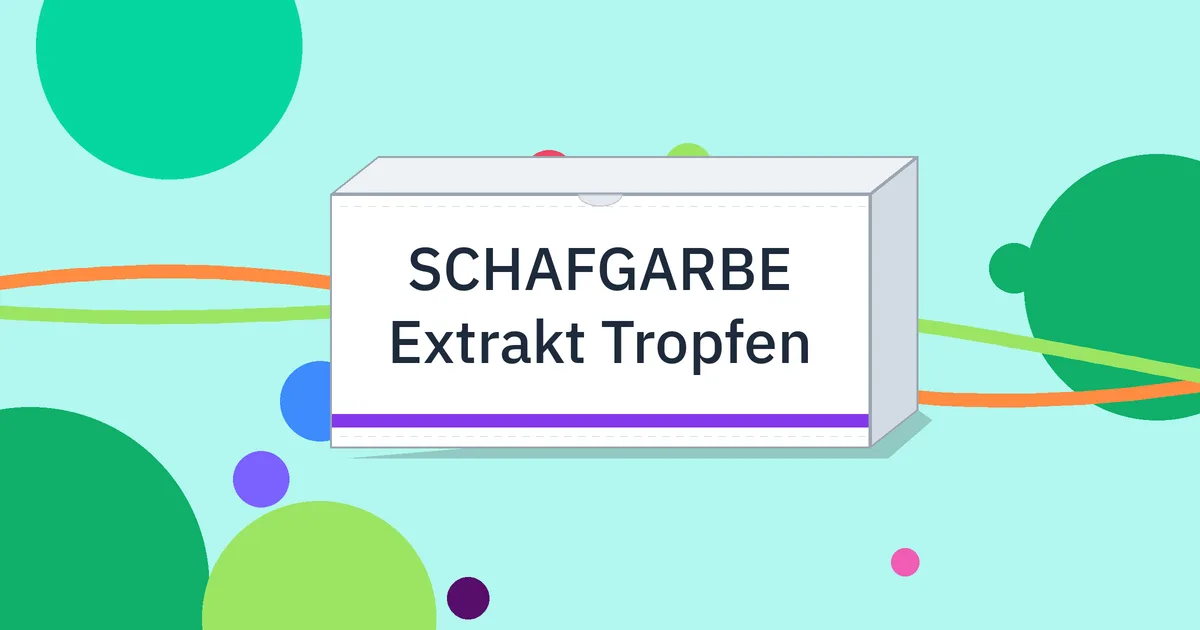 Symbolbild: Packung mit der Aufschrift SCHAFGARBE Extrakt Tropfen (PZN 20211822) – Verfügbarkeit und Bezug in Apotheken in Frankfurt am Main