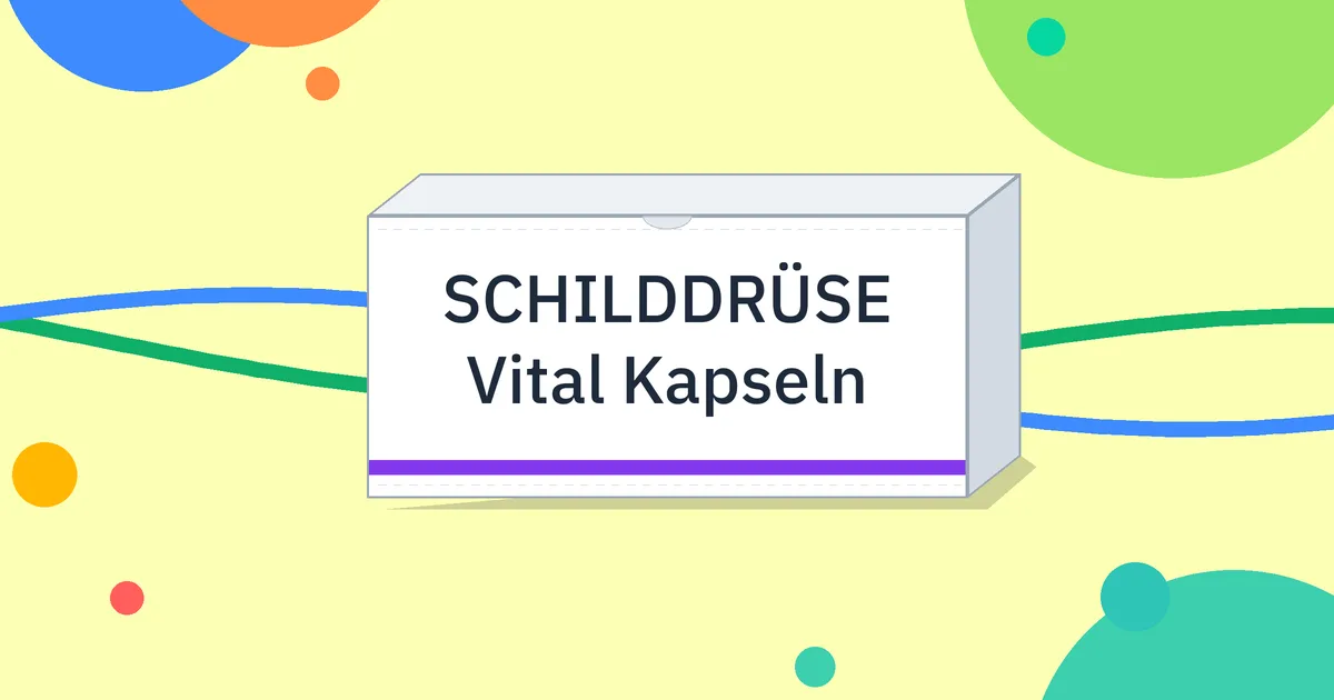 Symbolbild: Packung mit der Aufschrift SCHILDDRÜSE Vital Kapseln (PZN 19177646) – Verfügbarkeit und Bezug in Apotheken in Frankfurt am Main