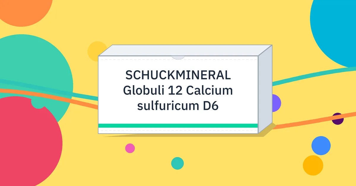 Symbolbild: Packung mit der Aufschrift SCHUCKMINERAL Globuli 12 Calcium sulfuricum D6 (PZN 00425627) – Verfügbarkeit und Bezug in Apotheken in Frankfurt am Main