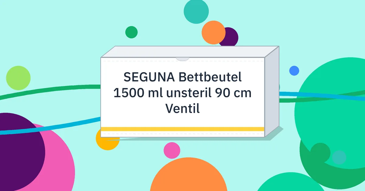 Symbolbild: Packung mit der Aufschrift SEGUNA Bettbeutel 1500 ml unsteril 90 cm Ventil (PZN 14320470) – Verfügbarkeit und Bezug in Apotheken in Frankfurt am Main