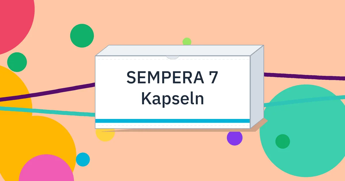 Symbolbild: Packung mit der Aufschrift SEMPERA 7 Kapseln (PZN 01265829) – Verfügbarkeit und Bezug in Apotheken in Frankfurt am Main