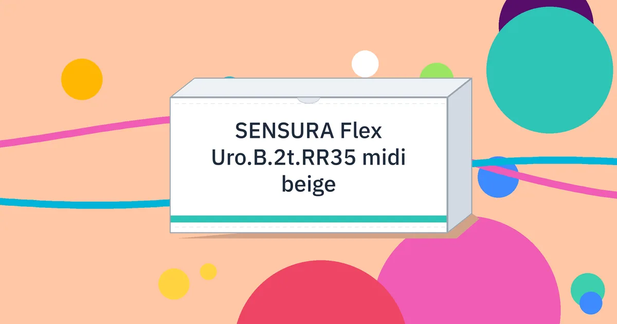 Symbolbild: Packung mit der Aufschrift SENSURA Flex Uro.B.2t.RR35 midi beige (PZN 07212159) – Verfügbarkeit und Bezug in Apotheken in Frankfurt am Main