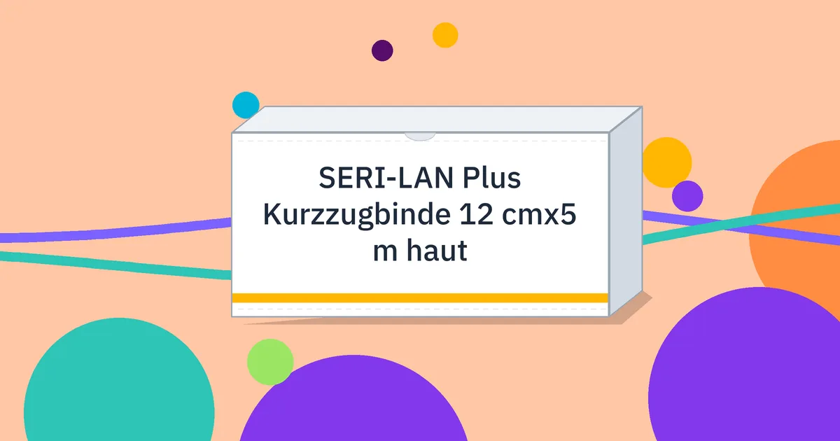 Symbolbild: Packung mit der Aufschrift SERI-LAN Plus Kurzzugbinde 12 cmx5 m haut (PZN 00849184) – Verfügbarkeit und Bezug in Apotheken in Frankfurt am Main