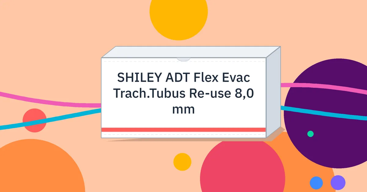 Symbolbild: Packung mit der Aufschrift SHILEY ADT Flex Evac Trach.Tubus Re-use 8,0 mm (PZN 18410520) – Verfügbarkeit und Bezug in Apotheken in Frankfurt am Main