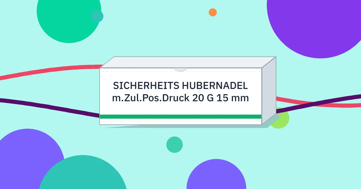 Symbolbild: Packung mit der Aufschrift SICHERHEITS HUBERNADEL m.Zul.Pos.Druck 20 G 15 mm (PZN 12646523) – Verfügbarkeit und Bezug in Apotheken in Frankfurt am Main