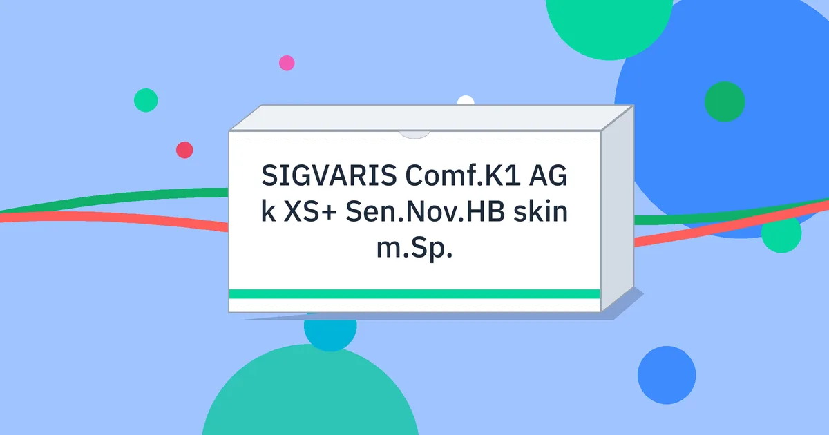 Symbolbild: Packung mit der Aufschrift SIGVARIS Comf.K1 AG k XS+ Sen.Nov.HB skin m.Sp. (PZN 17102785) – Verfügbarkeit und Bezug in Apotheken in Frankfurt am Main
