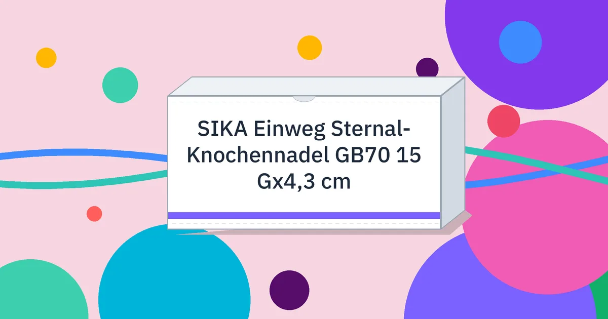 Symbolbild: Packung mit der Aufschrift SIKA Einweg Sternal-Knochennadel GB70 15 Gx4,3 cm (PZN 20595320) – Verfügbarkeit und Bezug in Apotheken in Frankfurt am Main