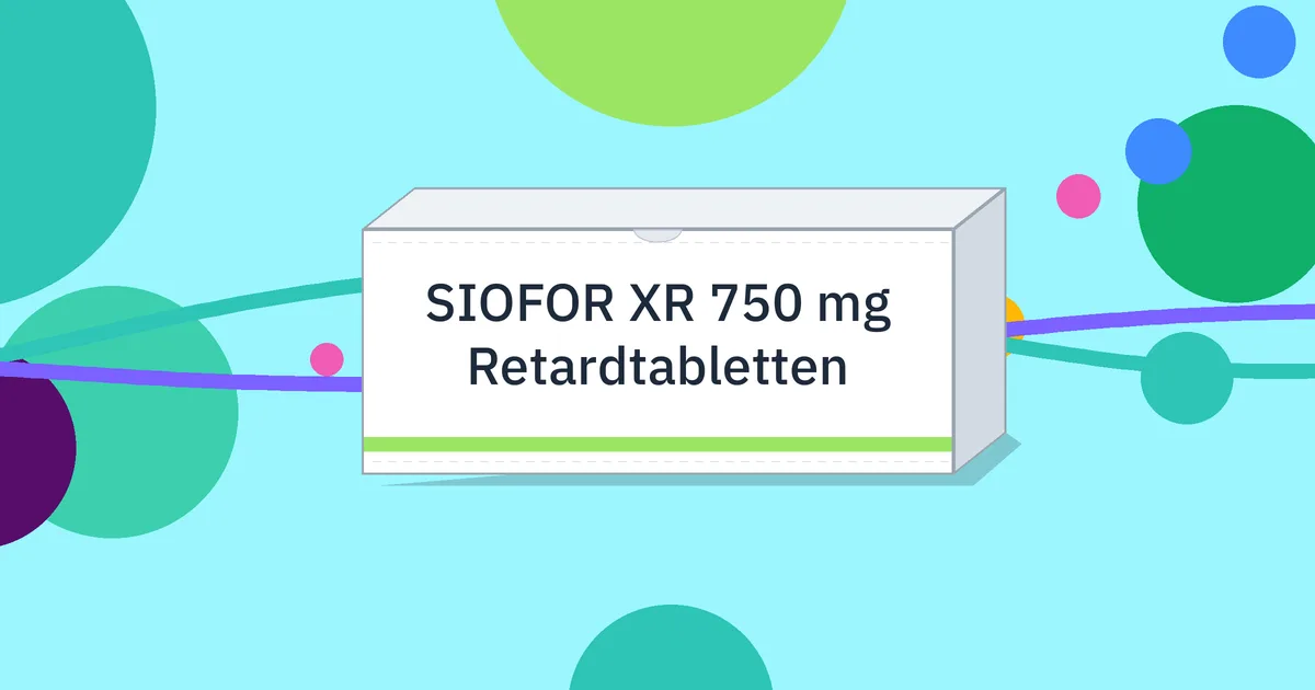 Symbolbild: Packung mit der Aufschrift SIOFOR XR 750 mg Retardtabletten (PZN 19177505) – Verfügbarkeit und Bezug in Apotheken in Frankfurt am Main