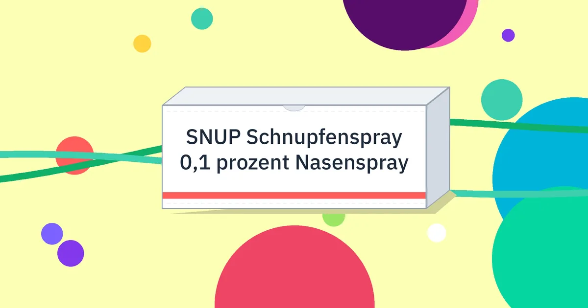 Symbolbild: Packung mit der Aufschrift SNUP Schnupfenspray 0,1 prozent Nasenspray (PZN 04482674) – Verfügbarkeit und Bezug in Apotheken in Frankfurt am Main