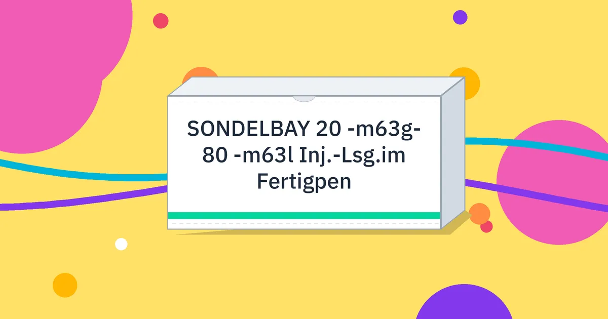 Symbolbild: Packung mit der Aufschrift SONDELBAY 20 -m63g-80 -m63l Inj.-Lsg.im Fertigpen (PZN 19691975) – Verfügbarkeit und Bezug in Apotheken in Frankfurt am Main
