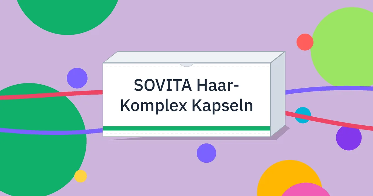 Symbolbild: Packung mit der Aufschrift SOVITA Haar-Komplex Kapseln (PZN 14177788) – Verfügbarkeit und Bezug in Apotheken in Frankfurt am Main