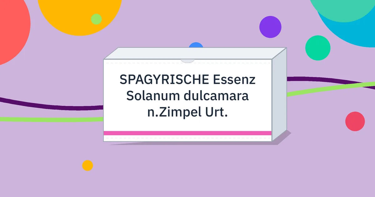 Symbolbild: Packung mit der Aufschrift SPAGYRISCHE Essenz Solanum dulcamara n.Zimpel Urt. (PZN 10014954) – Verfügbarkeit und Bezug in Apotheken in Frankfurt am Main