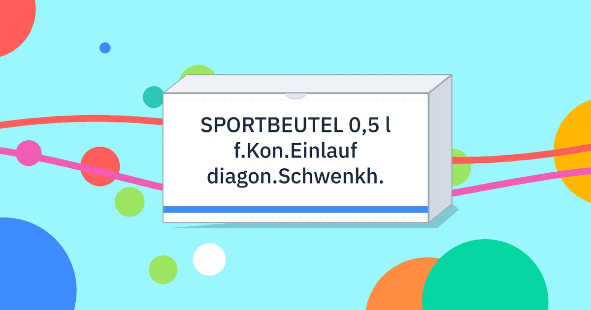 Symbolbild: Packung mit der Aufschrift SPORTBEUTEL 0,5 l f.Kon.Einlauf diagon.Schwenkh. (PZN 06097147) – Verfügbarkeit und Bezug in Apotheken in Frankfurt am Main