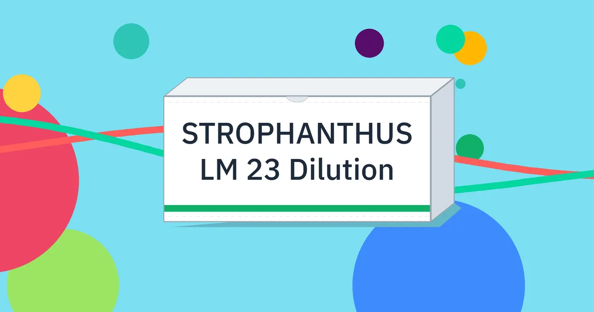 Symbolbild: Packung mit der Aufschrift STROPHANTHUS LM 23 Dilution (PZN 13205005) – Verfügbarkeit und Bezug in Apotheken in Frankfurt am Main