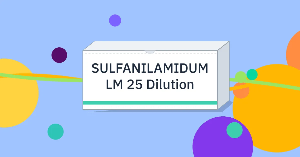 Symbolbild: Packung mit der Aufschrift SULFANILAMIDUM LM 25 Dilution (PZN 13209204) – Verfügbarkeit und Bezug in Apotheken in Frankfurt am Main