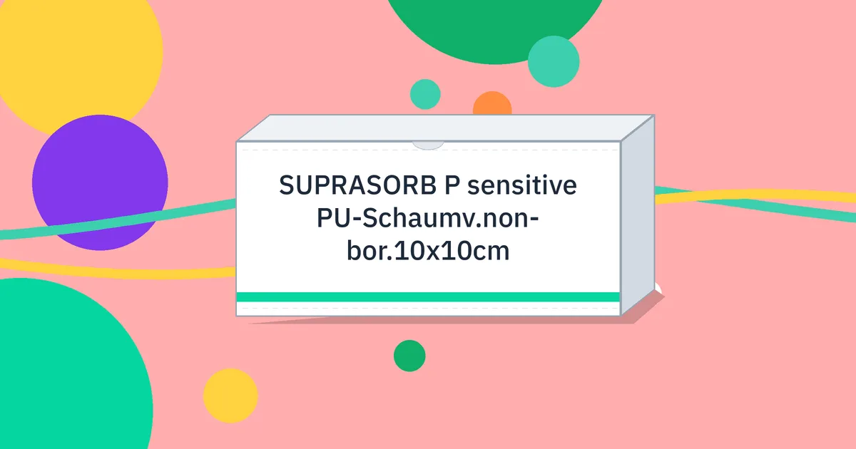 Symbolbild: Packung mit der Aufschrift SUPRASORB P sensitive PU-Schaumv.non-bor.10x10cm (PZN 17928491) – Verfügbarkeit und Bezug in Apotheken in Frankfurt am Main