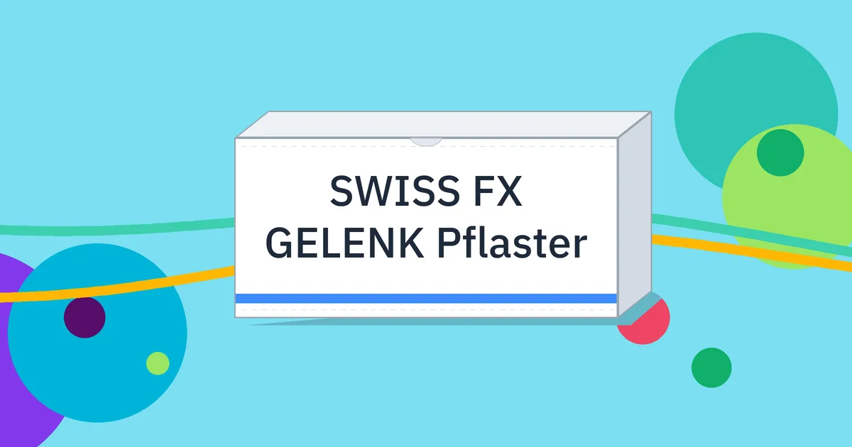 Symbolbild: Packung mit der Aufschrift SWISS FX GELENK Pflaster (PZN 19639897) – Verfügbarkeit und Bezug in Apotheken in Frankfurt am Main