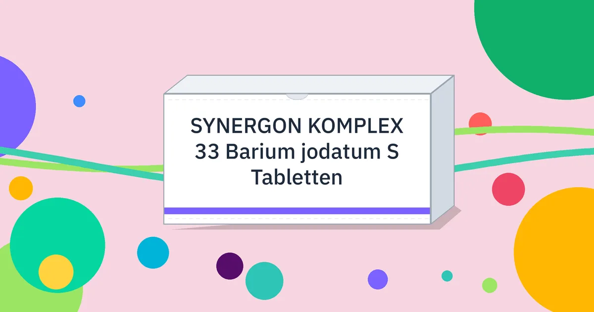 Symbolbild: Packung mit der Aufschrift SYNERGON KOMPLEX 33 Barium jodatum S Tabletten (PZN 17929533) – Verfügbarkeit und Bezug in Apotheken in Frankfurt am Main