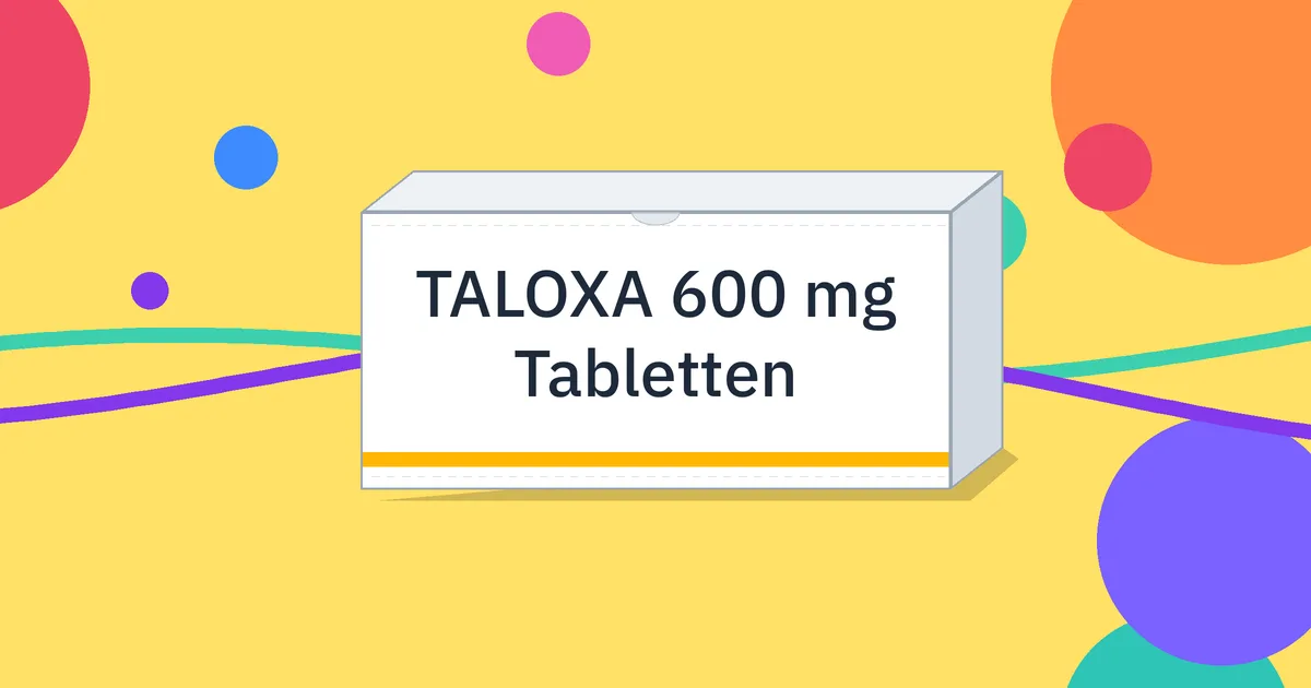 Symbolbild: Packung mit der Aufschrift TALOXA 600 mg Tabletten (PZN 11154887) – Verfügbarkeit und Bezug in Apotheken in Frankfurt am Main