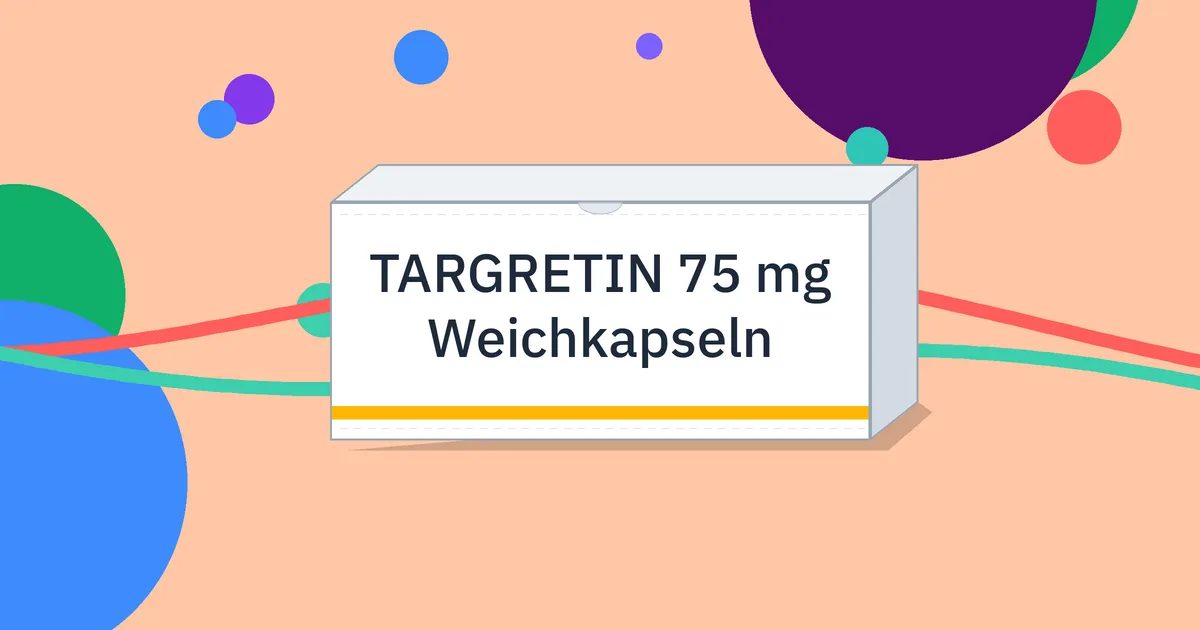 Symbolbild: Packung mit der Aufschrift TARGRETIN 75 mg Weichkapseln (PZN 18369639) – Verfügbarkeit und Bezug in Apotheken in Frankfurt am Main